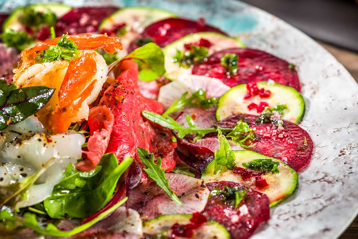 Thunfisch-Rinderfilet-Jakobsmuschel | Surf'n Turf Carpaccio | Rezept